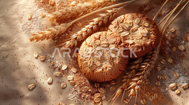 A group of wheat plants, maamoul stuffed with delicious fragile popular ...