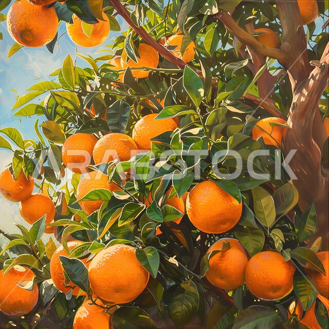 Orange harvest season in the Kingdom of Saudi Arabia, fruit trees in ...