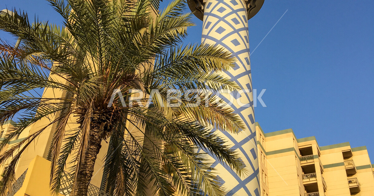Minaret of Omar Ali bin Haider Mosque in Al-Raqqa area, famous ...