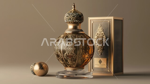 A glass bowl of original Saudi musk oil, displaying local Saudi ...