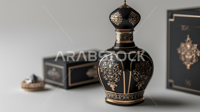 Marketing of Saudi national local products, a glass container of ...