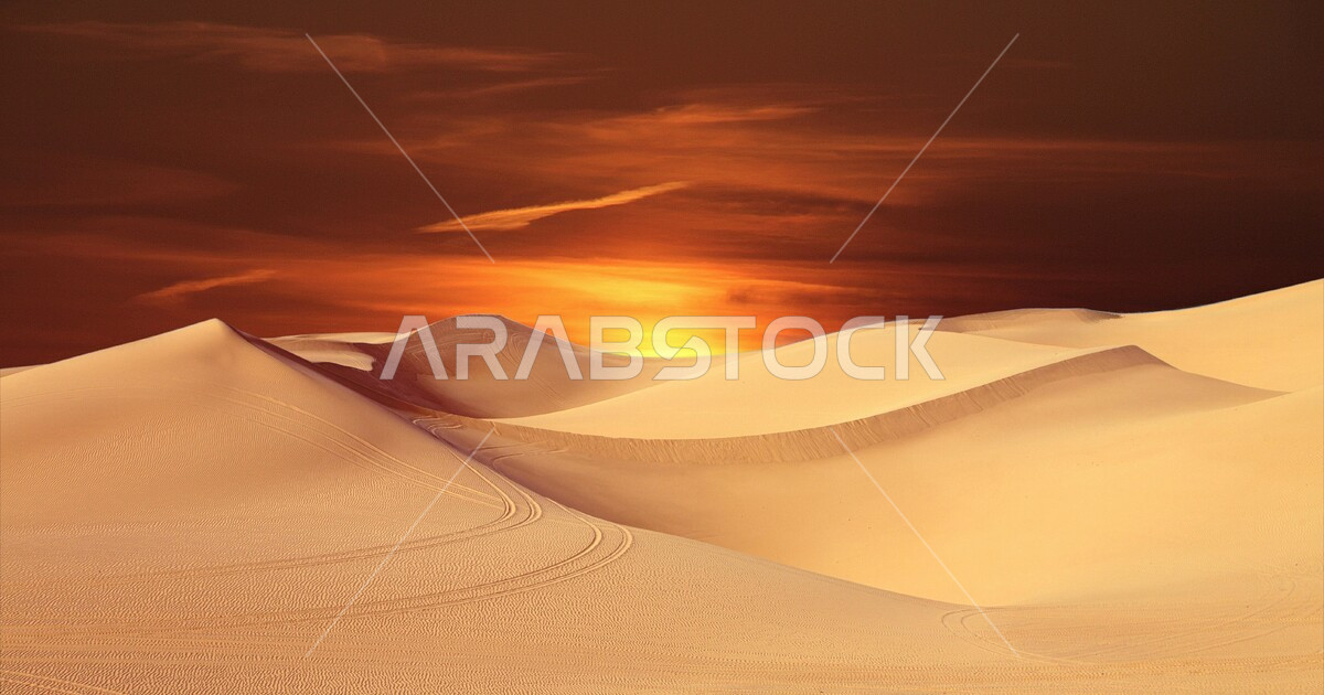 Soft sand dunes and hills in desert areas, soft golden sand in Saudi ...