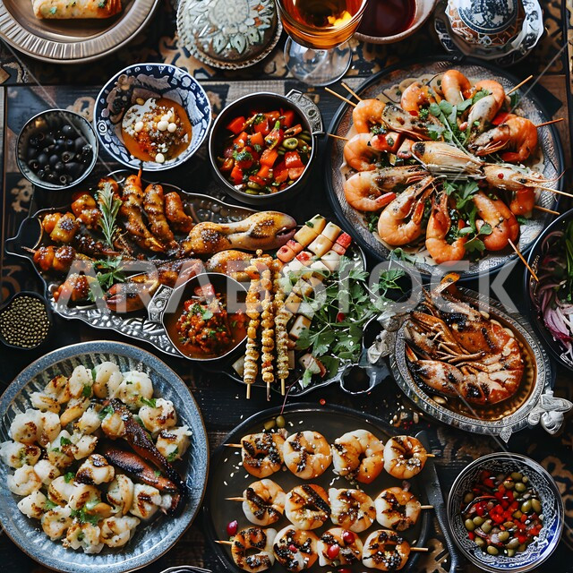 A dining table full of various Ramadan meals, a meal of delicious ...