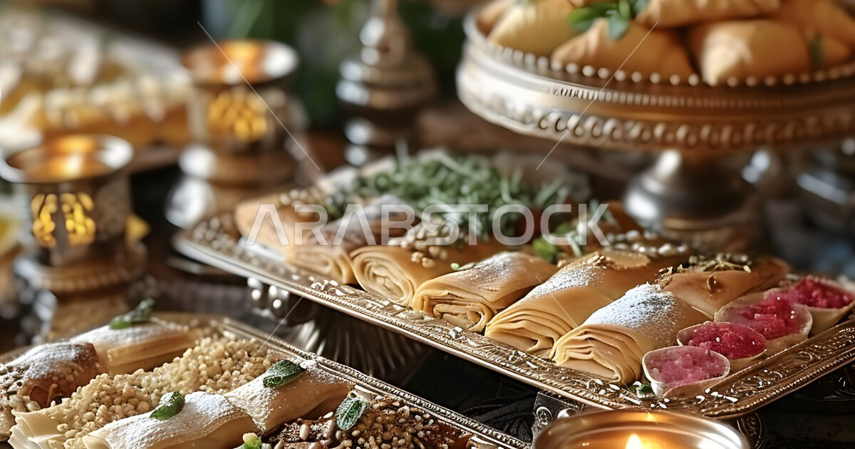 A table full of delicious desserts with pistachios and nuts ...