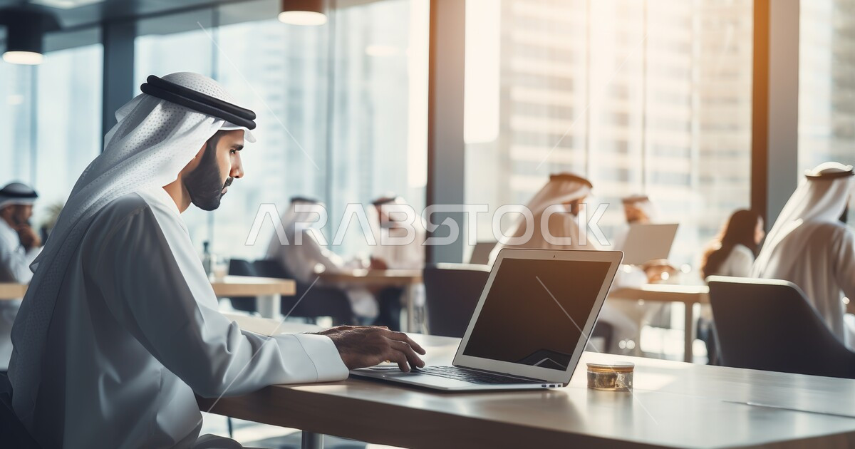 Using modern technical devices to accomplish tasks, a group of Arab ...