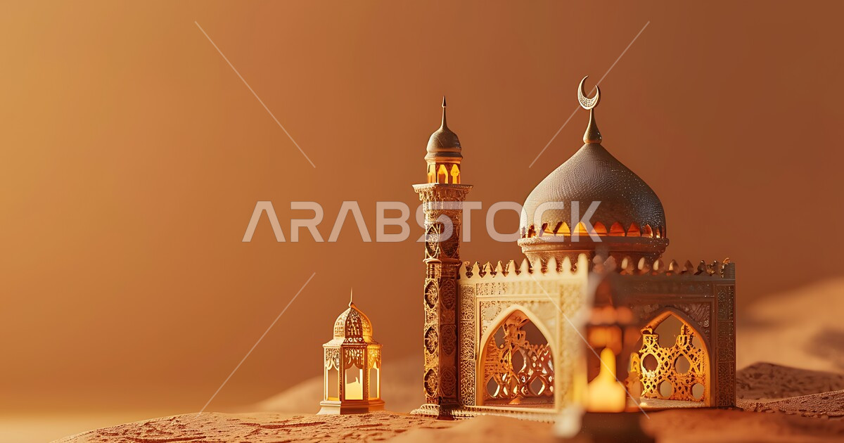 3D model of an Islamic style mosque, religious holidays and occasions ...