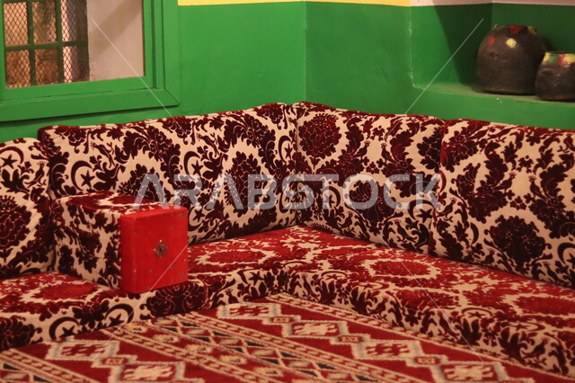 Saudi traditional furnishings, old popular homes in the Kingdom, simple ...