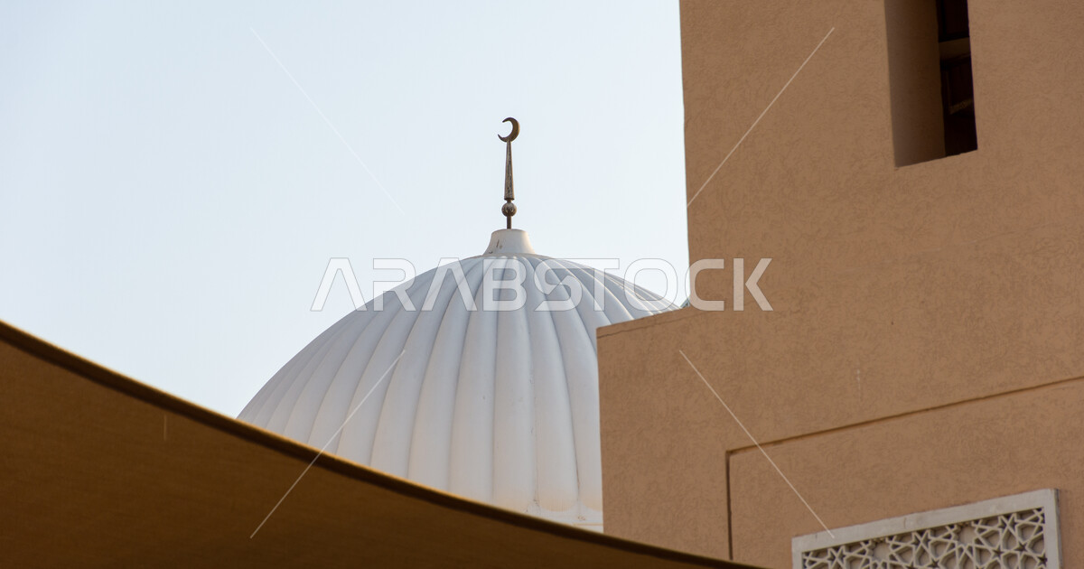 Muslims call to prayer, close-up of mosque dome in Dubai, UAE ...