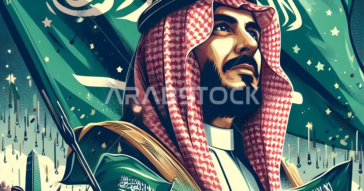 Commemoration of Saudi National Day, September 23, celebration of Flag ...