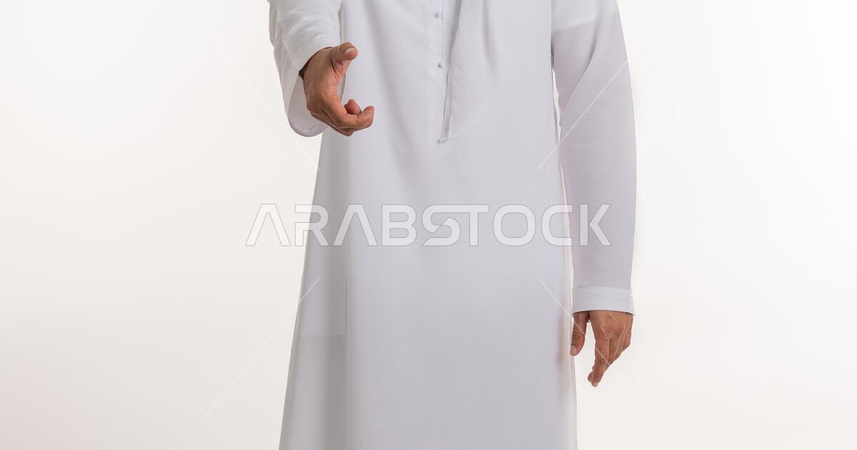 Saying hello and greetings, concept of reception and welcome, portrait ...