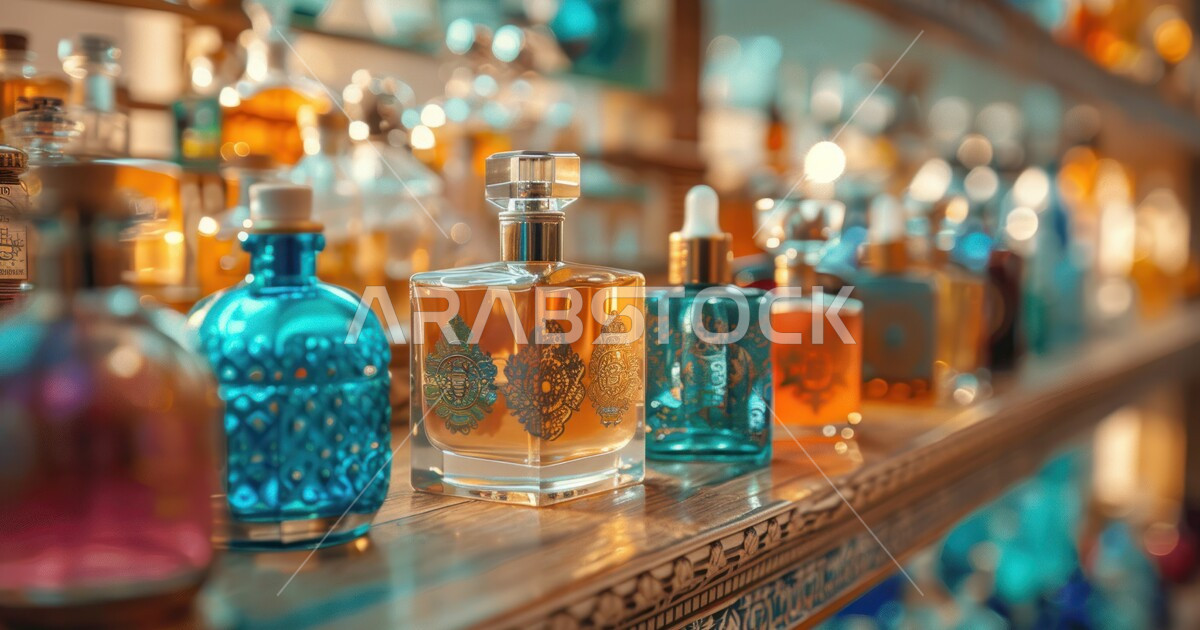 Promoting local Saudi national products, glass bottles of original ...