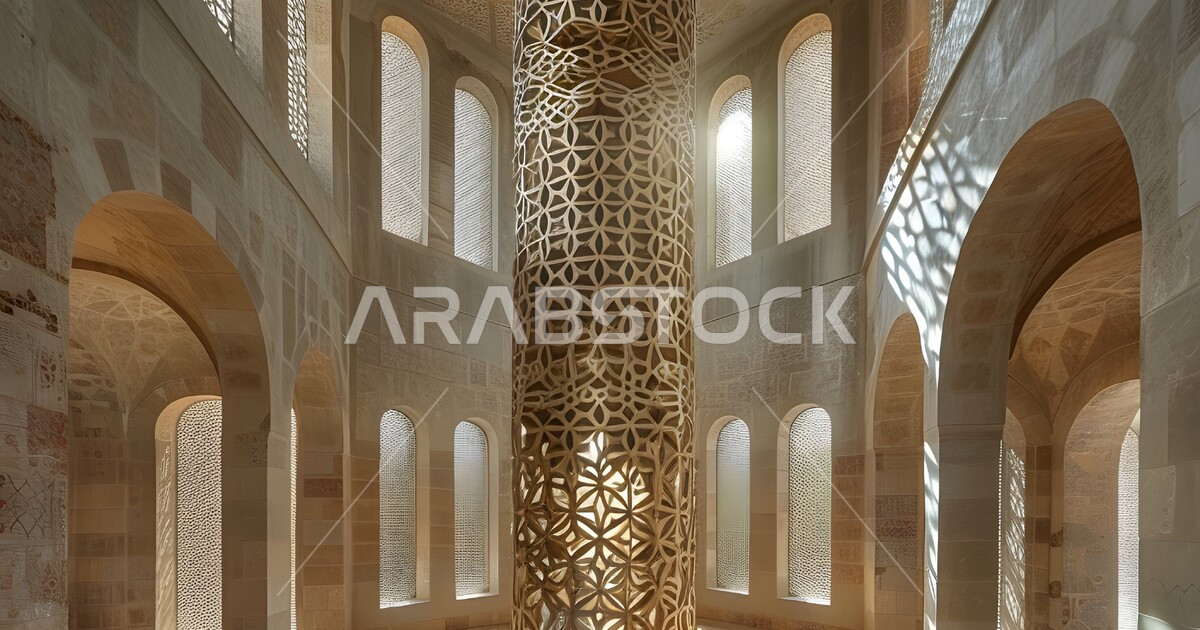 The architectural engineering art of an ancient Arab mosque, the ...