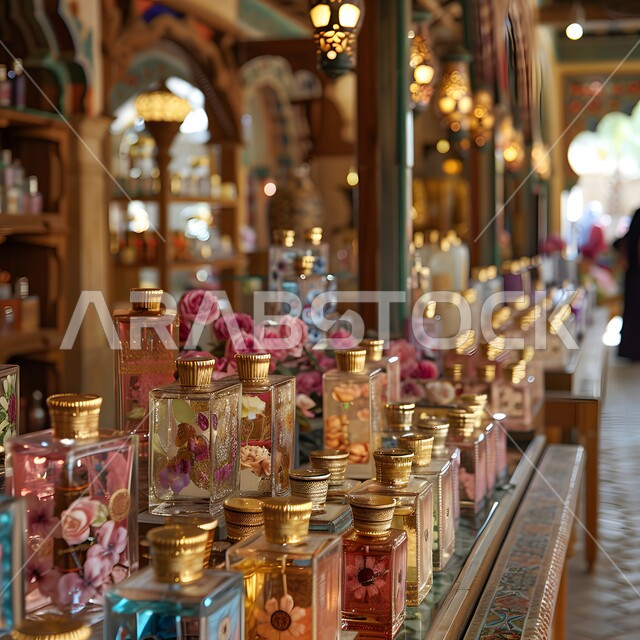 Promoting local Saudi national products, glass bottles of original ...