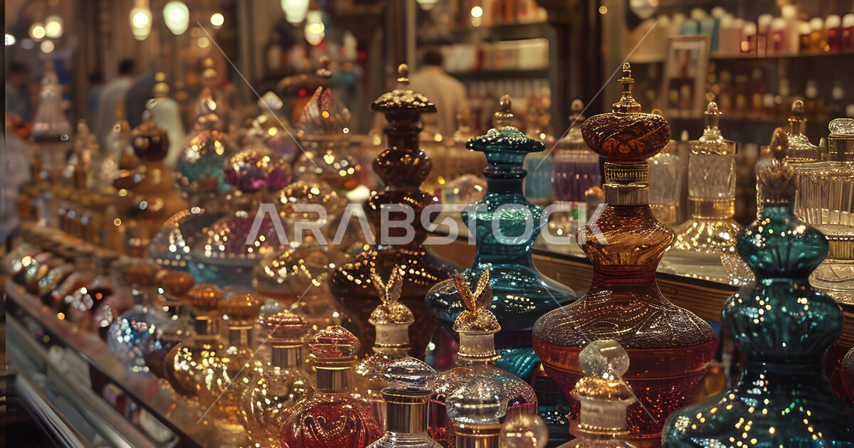 Promoting local Saudi national products, glass bottles of original ...