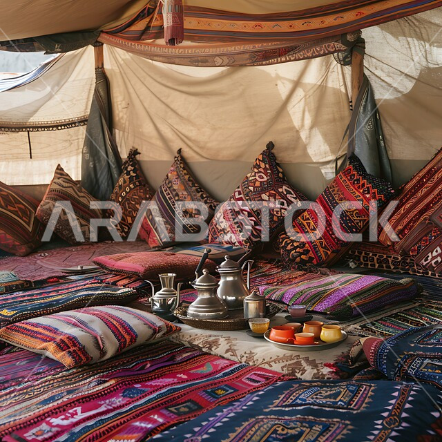 Bedouin tents in the Kingdom, interior decoration of the traditional ...