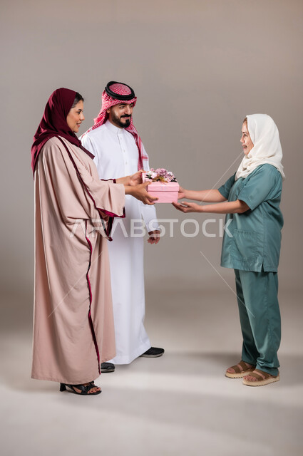 Sharing and giving gifts on occasions and birthdays, a portrait of a ...