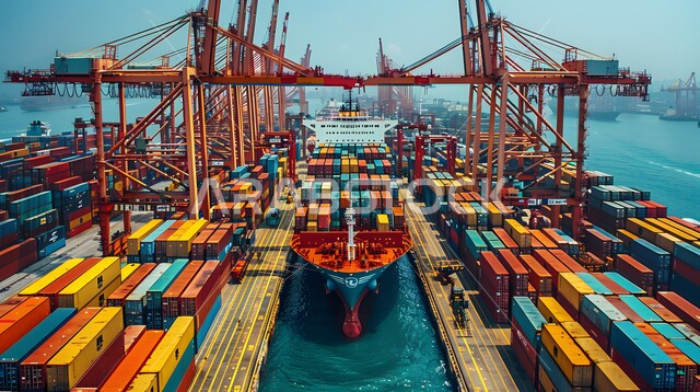 A commercial port for delivering local goods and products via ships at ...