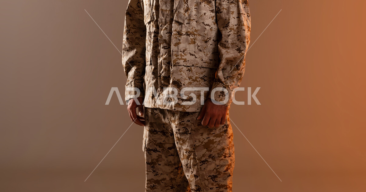 Rapid Intervention Forces, standing upright, prepared and disciplined, portrait of a Saudi Gulf ...