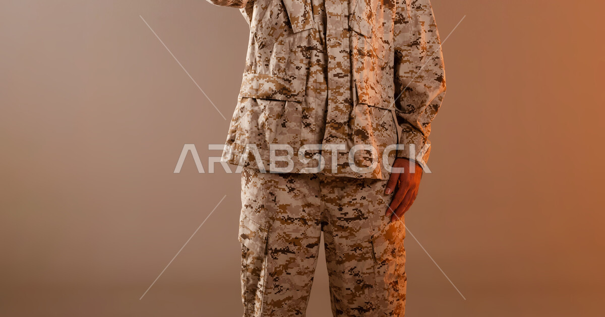 Rapid Intervention Forces, standing upright, prepared and disciplined, portrait of a Saudi Gulf ...