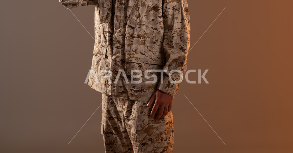 Rapid Intervention Forces, standing upright, prepared and disciplined, portrait of a Saudi Gulf ...