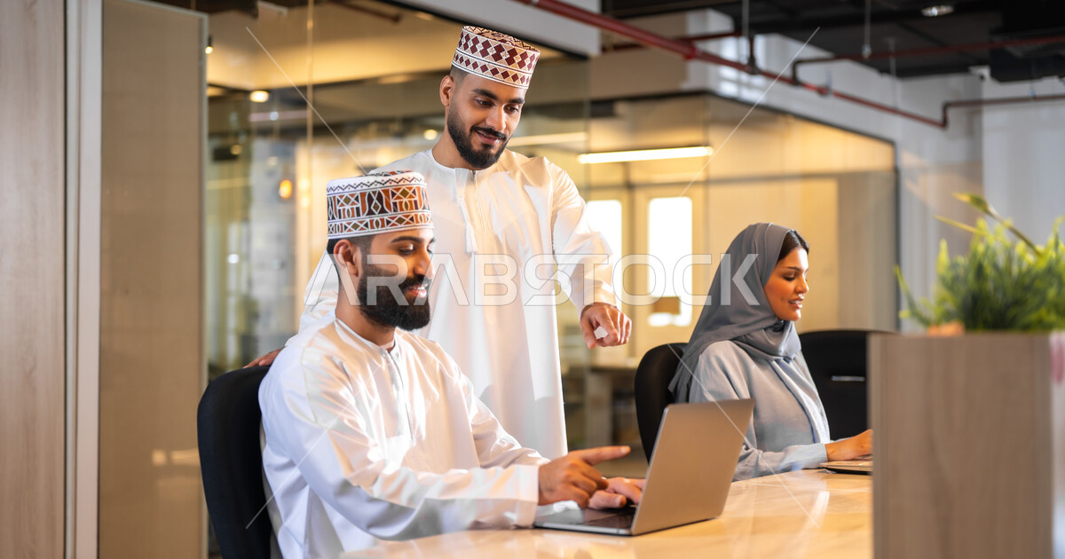 Gestures of joy and happiness, concept of employee training and ...