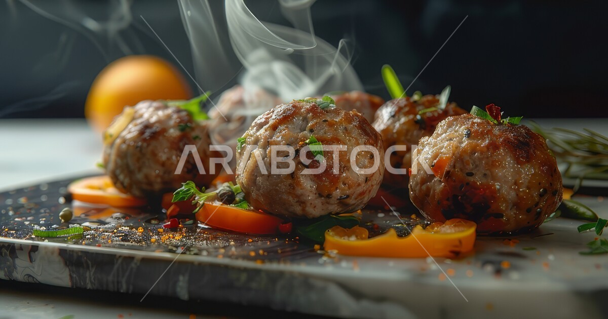 A plate full of delicious meatballs, restaurants for oriental Arabic ...