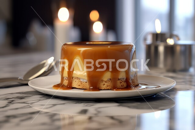 Dishes of delicious oriental Arabic sweets, the art of serving desserts ...