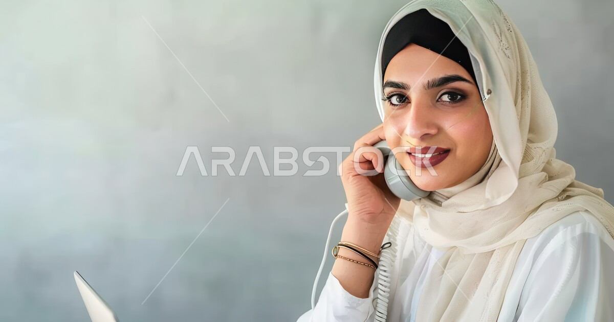 Professions and jobs for Saudi women, a veiled Saudi Gulf Arab employee ...