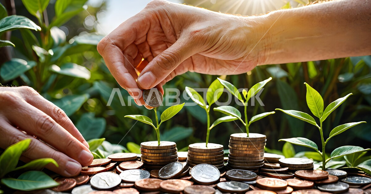 The concept of economic growth and financial profits, planting the ...