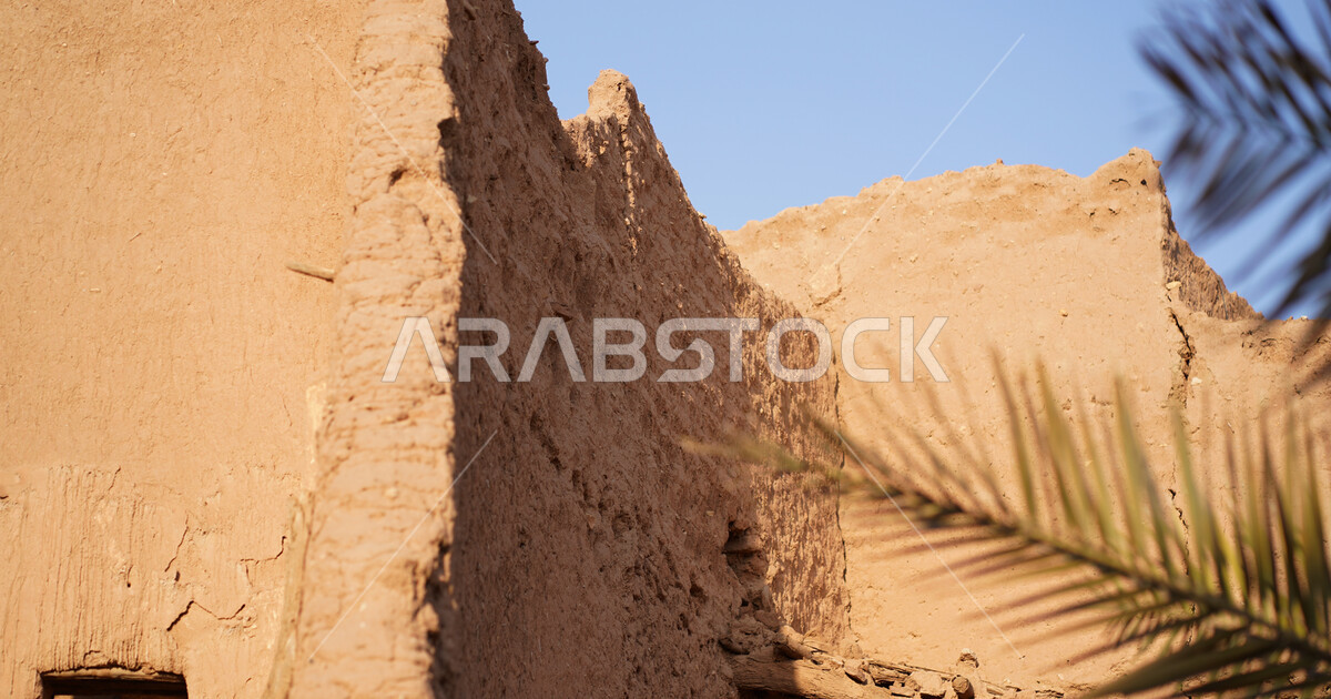 Old mud heritage buildings in Ushaiger heritage village in "Al Shaqra ...
