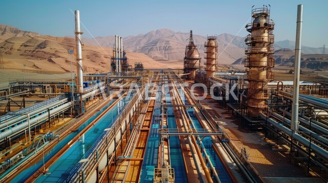 Industrial engineering and equipment, oil and gas refining plant in the ...