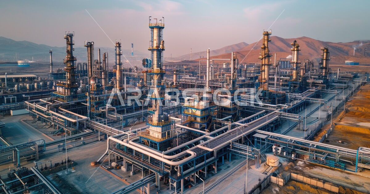 Oil and gas refining plant in the industrial area, petrochemical ...