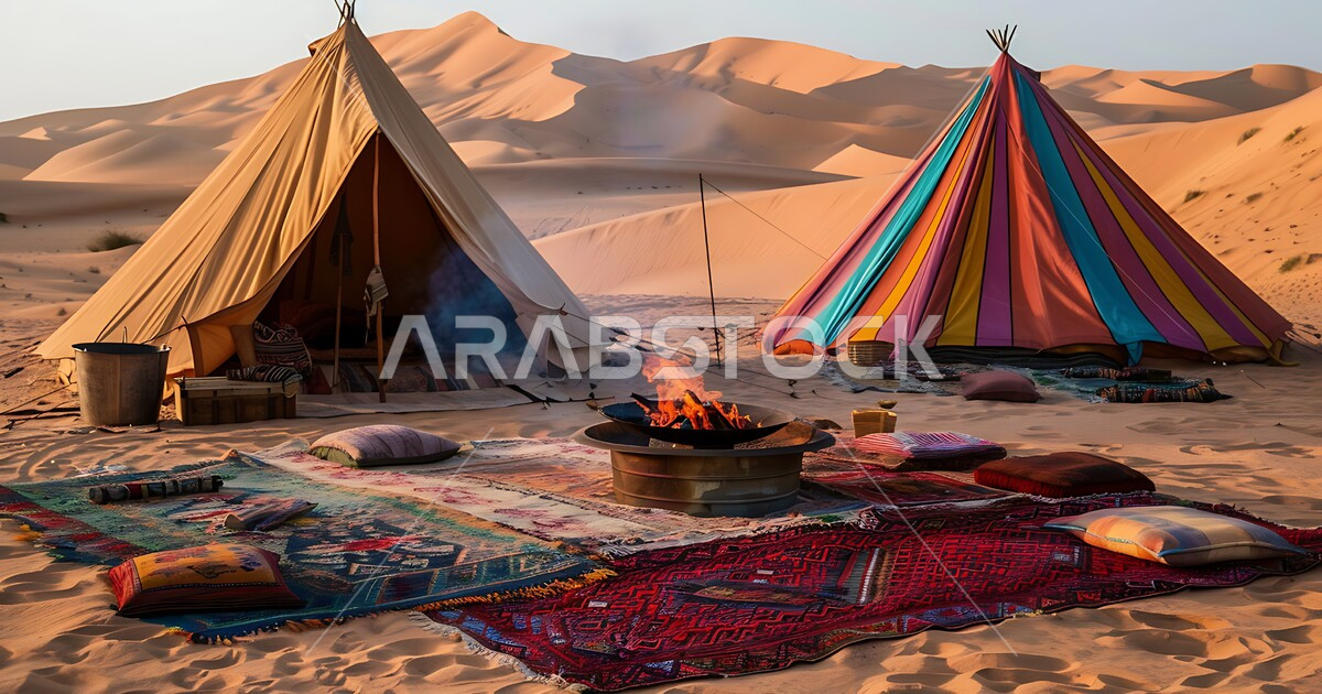 Enjoyable winter atmosphere, popular Bedouin tent in the middle of the ...