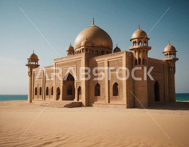 Ancient mosque on the beach, architectural decorations and designs for ...