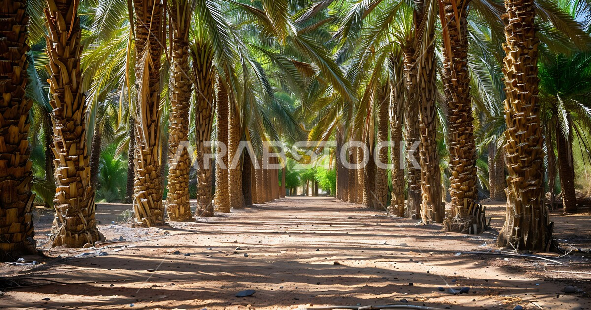 Green fruitful palm farms and trees, a natural reserve for palm ...