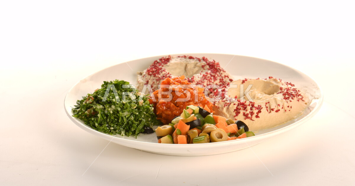 A plate of delicious and delicious appetizers, Arabic food, Arab ...
