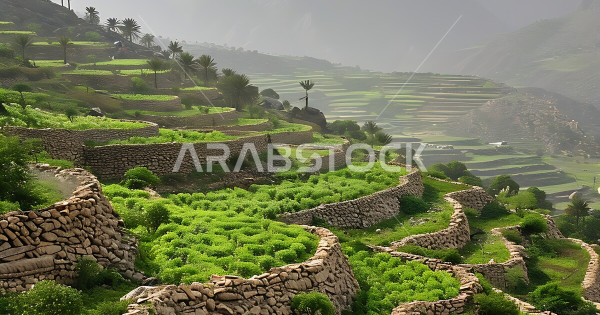 Foggy atmosphere over the Al-Soudah Mountains in Abha, southern Saudi ...