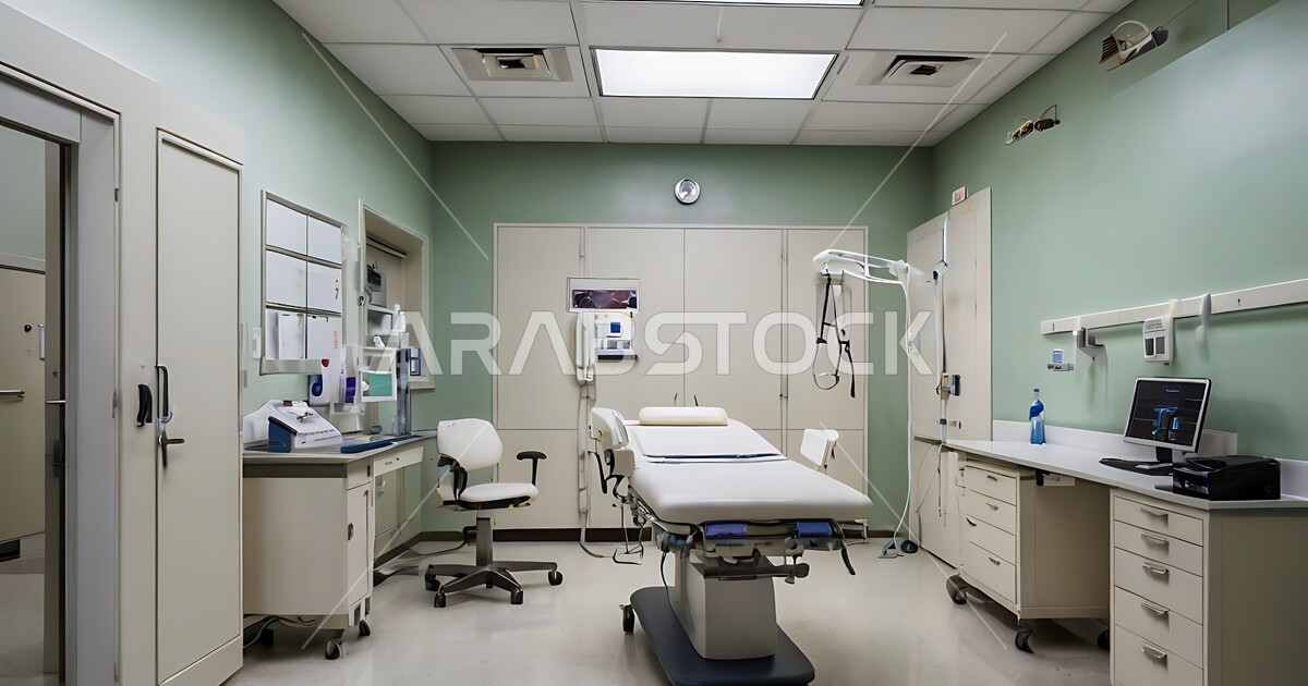 Modern medical room for examining and diagnosing patients in the ...