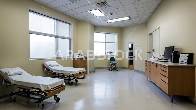Modern medical room for examining and diagnosing patients in the ...