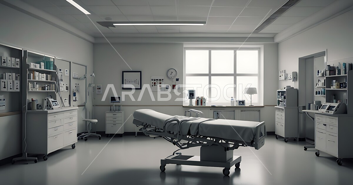 Electric medical electronic bed for the patient, a modern medical room ...