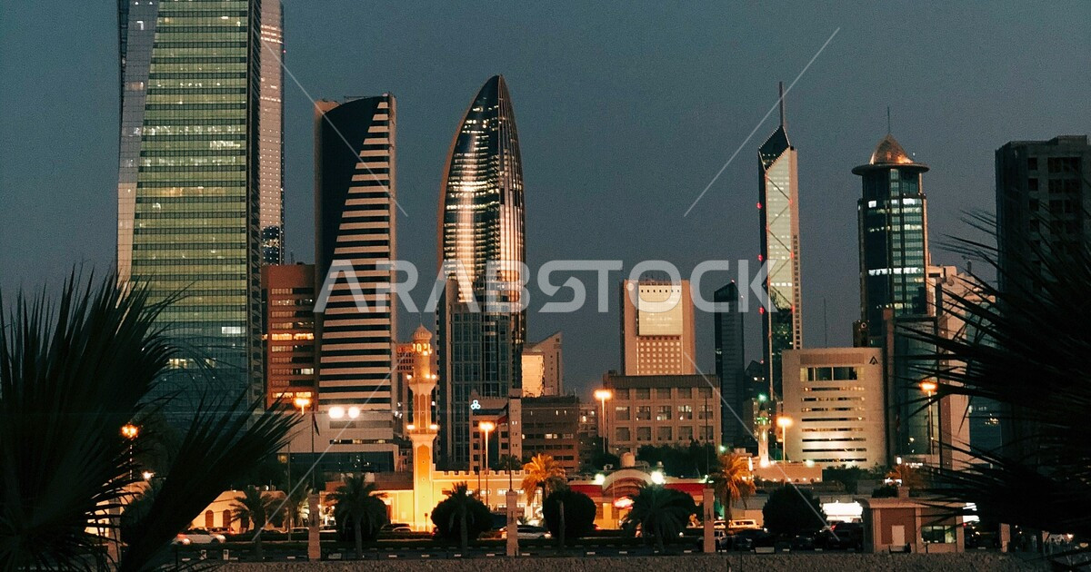 Kuwait City towers on the coasts of the Arabian Gulf, the architectural ...
