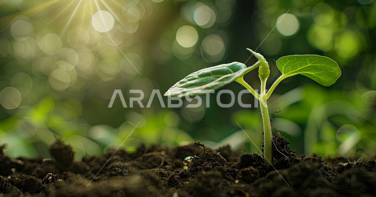 The concept of plant care and attention using modern methods, fertile ...