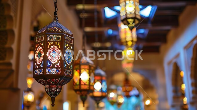 Islamic Arabic style antiques, lights and decorations, hanging luminous ...