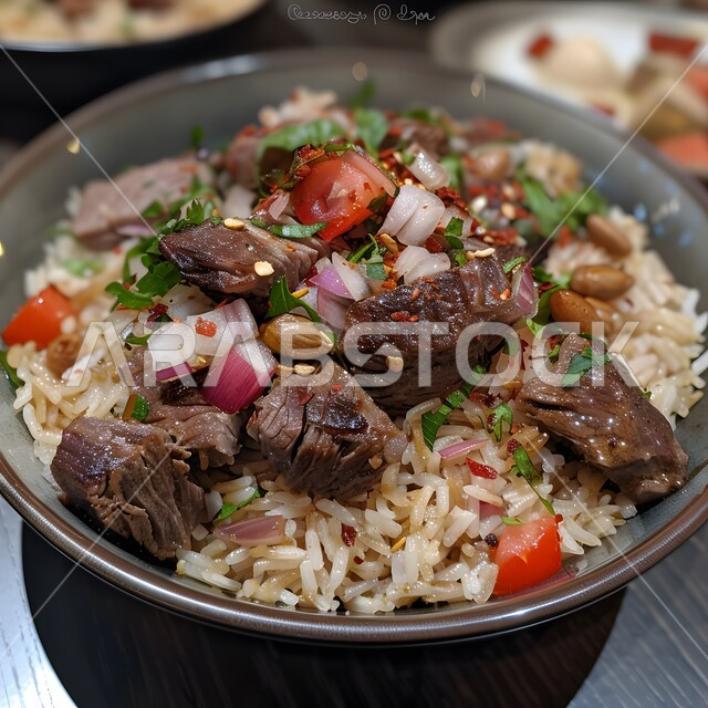 Traditional Arabic food and dishes, catering arts in oriental ...