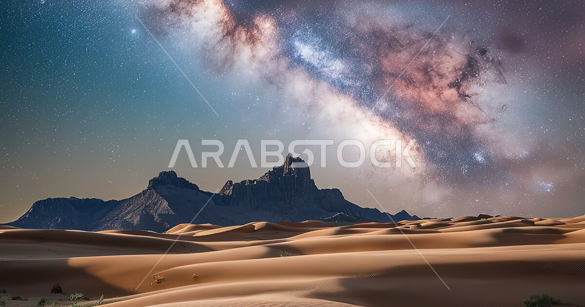 The Milky Way galaxy and the bright stars in the Saudi sky, the ...