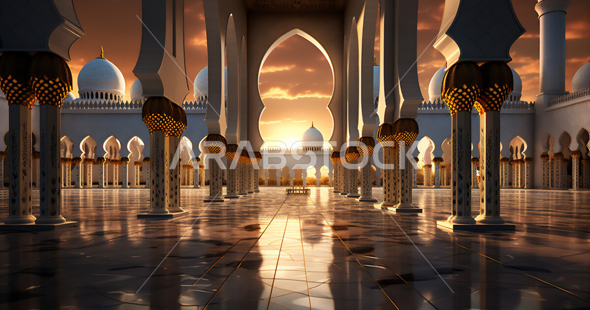 Designs of columns and arches in the Islamic style, elegant interior ...