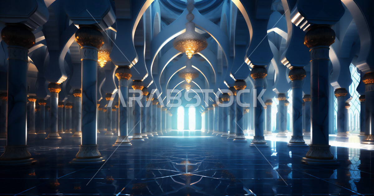 3D drawing of a luxurious mosque, architectural engineering art for ...
