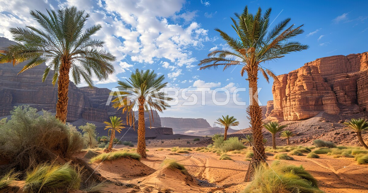 Agricultural lands and fertile natural reserves, date production farms ...