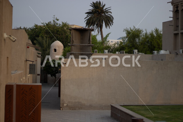 Old style architecture, historic buildings in Shindagha area in Dubai ...