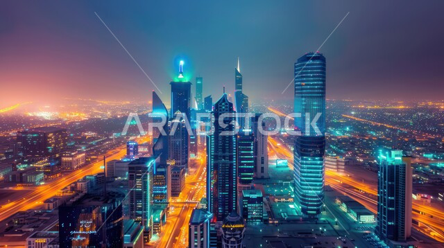 An imaginative future view of towers and skyscrapers in the Kingdom of ...
